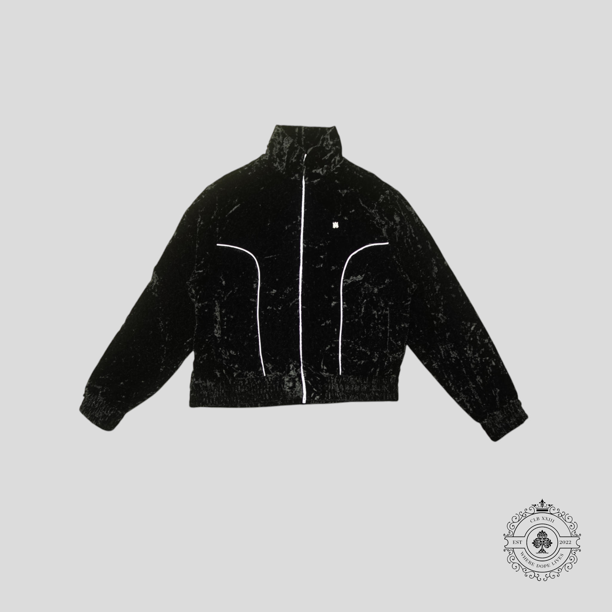 Amiri Crushed Velvet Track Jacket in Black
