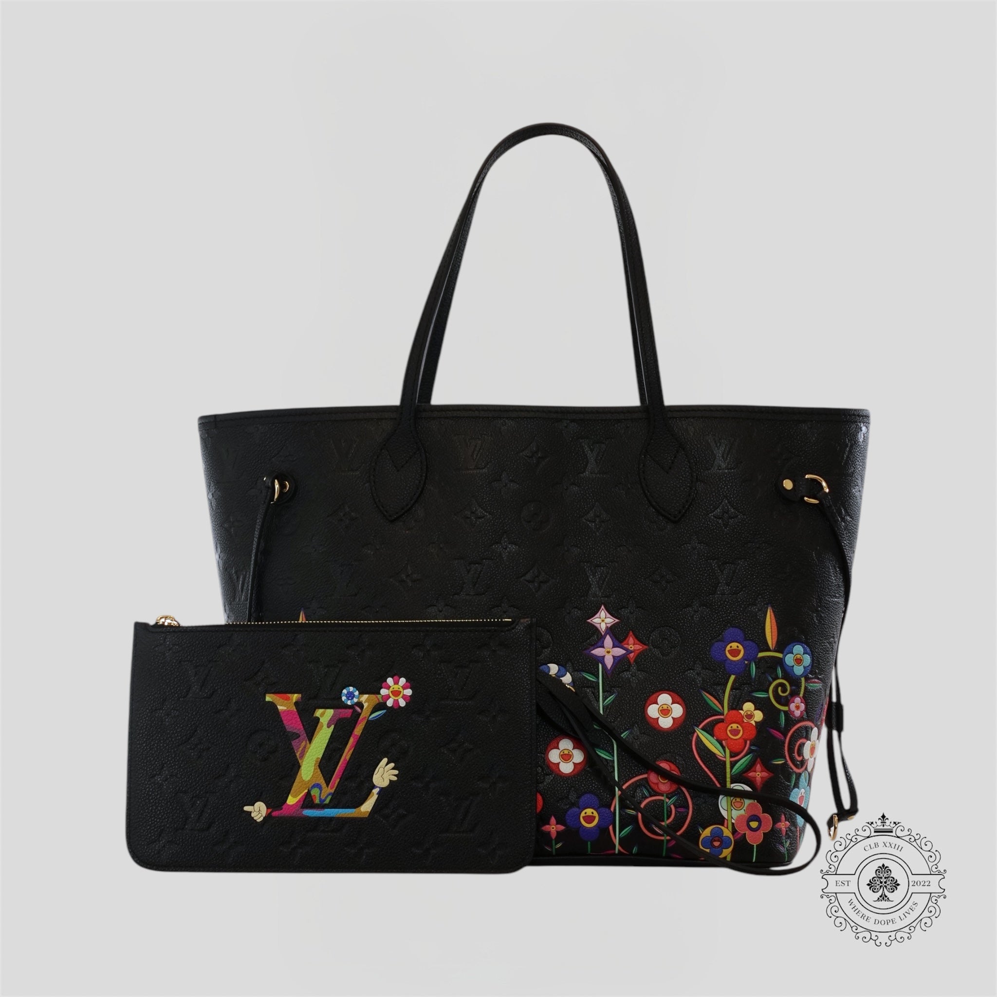 Louis Vuitton x Takashi Murakami Neverfull MM in Black