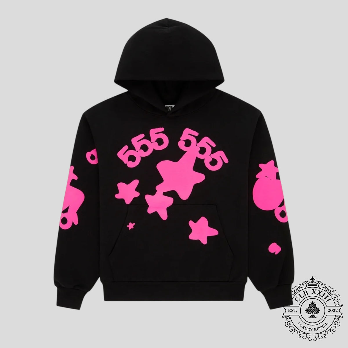 Sp5der Beluga Angel Hoodie in Black & Pink