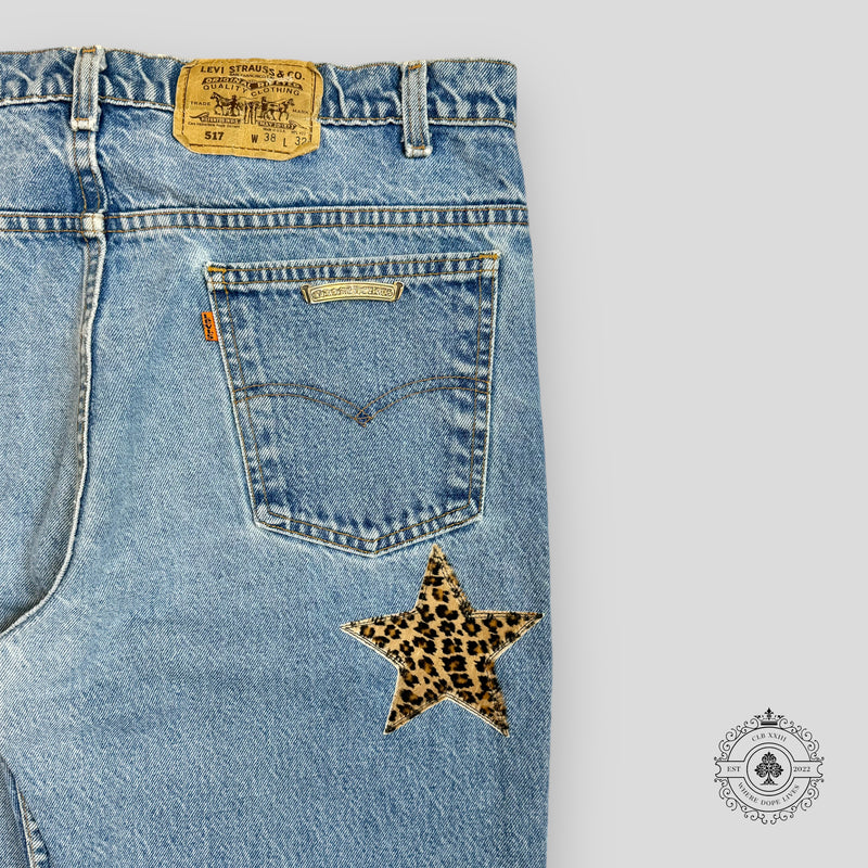 Chrome Hearts Levi Star Patch Jeans in Indigo / Leopard – CLB XXIII