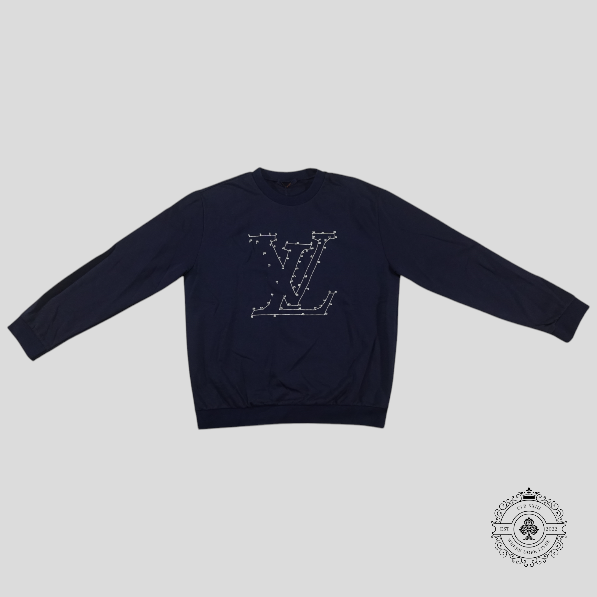 Louis Vuitton Stitch Print Embroidered Sweatshirt in Blue