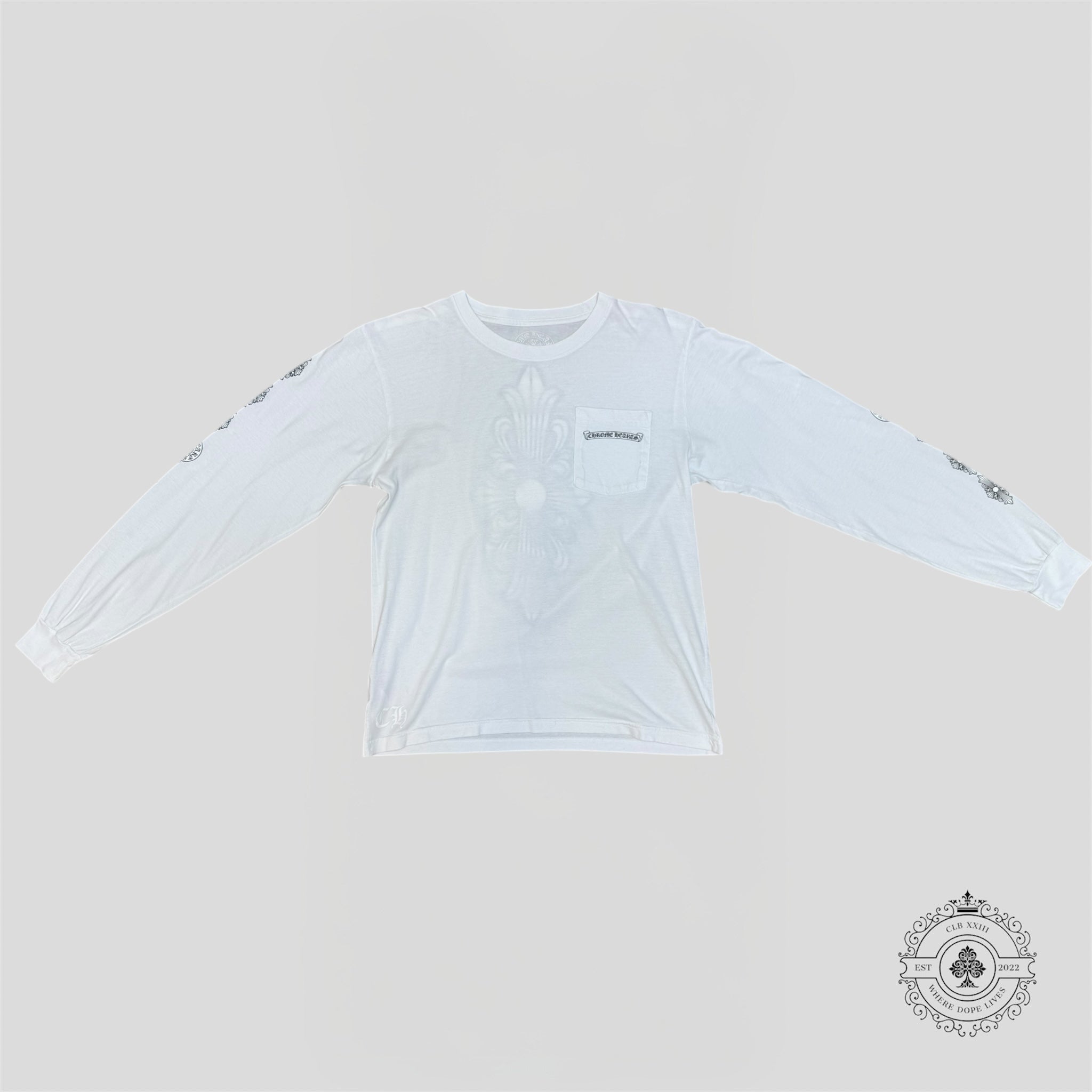 Chrome Hearts Vintage Mini Cross Logo L/S Tee in White