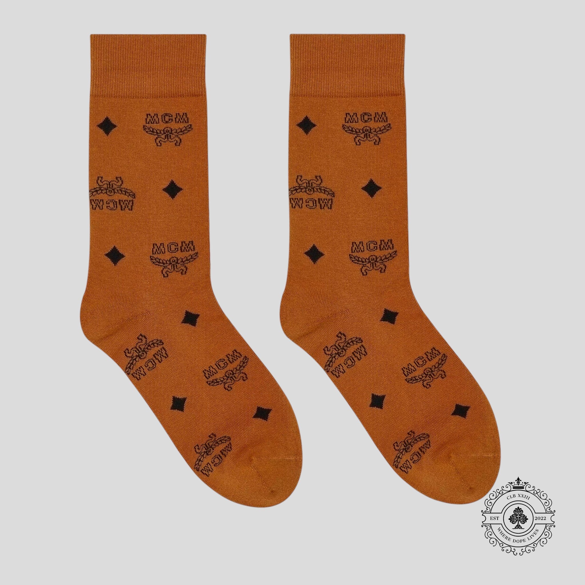 MCM Monogram Socks in Brown